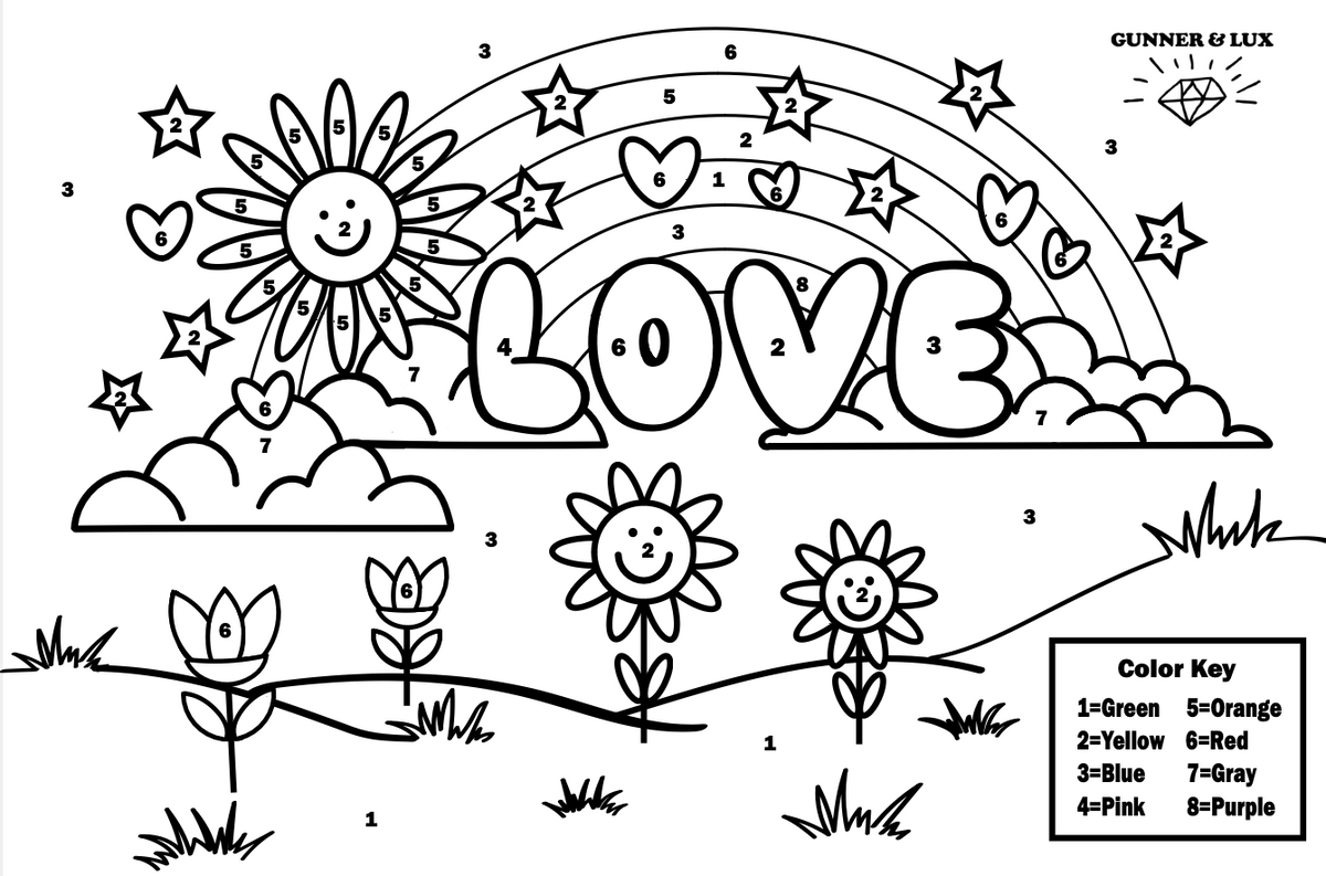 FREE PRINTABLE LOVE COLOR BY NUMBERS SHEET – Gunner and Lux